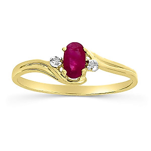 Direct-Jewelry 10k Yellow Gold Oval Ruby And Diamond Ring (Size 7)