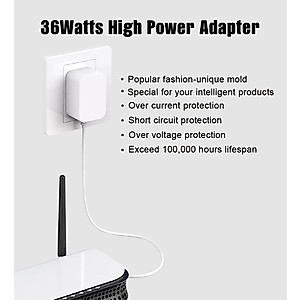 12v 3A Power Supply AC Adapter, GXILEE UL Listed 12 Volt 3 Amp Power Supply for DC 12v LED Light, Security Camera, Come with 5.5mm x 2.1mm Connector Plug Adapter(5Ft White AC Adapters, 36 Watt Max)