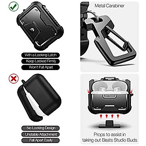 Dexnor Case for Beats Studio Buds 2021/Buds + 2023, Shockproof Protective Cover with Keychain[LED Visible] [Supports Wireless Charging] Full Body Skin for for Beats Studio Buds Women Men-Black