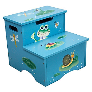 Fantasy Fields - Froggy Thematic Kids Wooden Step Stool with Storage | Imagination Inspiring Hand Crafted & Hand Painted Details Non-Toxic, Water-Based Paint