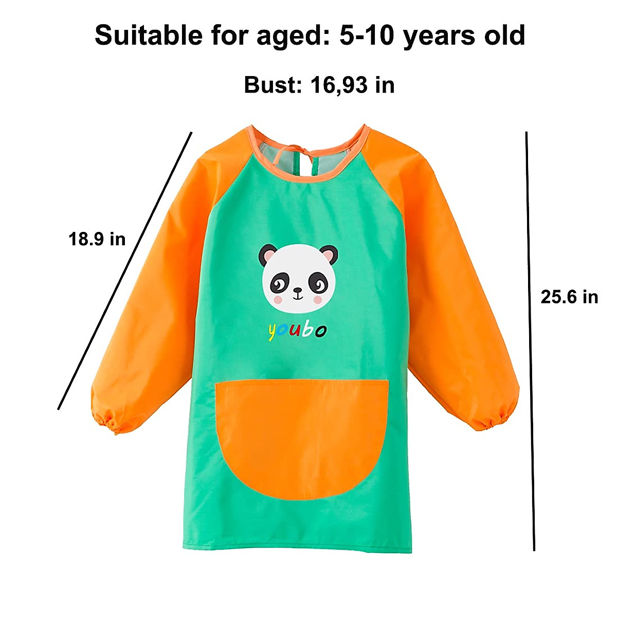 Kids Art Smocks,Long Sleeve Children Smock,Waterproof Anti-oil Kids Apron,With Pockets Art Smock and Apron for Kids.for Age 5-12 Years. Green