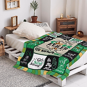 Girl Scout Gifts for Christmas, Xmas Gifts for Girl Scout, Girl Scout Cookie Sign Gifts, Girl Scouts Gifts, Girl Scout Bridging Gift, Girl Scout Cookies Gifts Throw Blanket 60 x 50 Inch