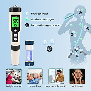 HUIFACAI Digital Hydrogen Meter Water Quality Tester with ATC Accuracy Pen Type Meter Data Hold Function LCD Displays Water Quality Tester for Drinking Water Water Quality Tester Ppm