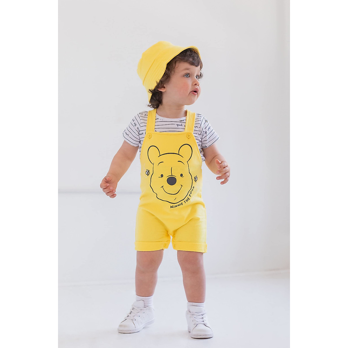 Disney Winnie the Pooh Baby Boys 3 Piece Outfit Set: Overalls T-Shirt Hat 12 Months
