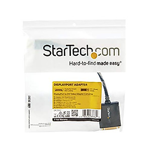 StarTech.com DisplayPort to DVI Adapter - DisplayPort to DVI-D Adapter Video Converter 1080p - DP 1.2 to DVI Monitor/Display Cable Adapter Dongle - DP to DVI Adapter - Latching DP Connector (DP2DVI2)