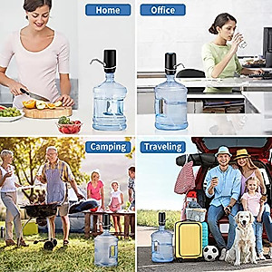 Water Dispenser for 5 Gallon Bottle, Electric Drinking Water Pump Portable Automatic Water Pump for Camping, Kitchen, Home, Office, Car, Fits for Indoor and Outdoor(Black)