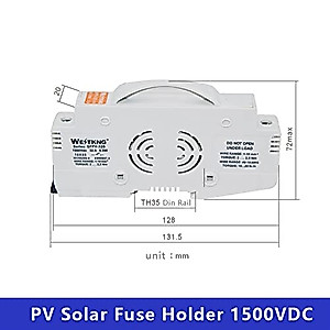 5Pcs PV Solar Fuse Holder 1500VDC High Pressure Current Limit for Photovoltaic System Combiner Box Safety Protection