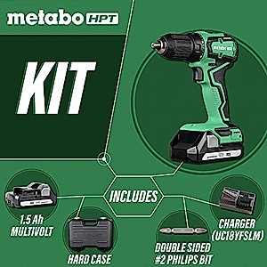 Metabo HPT Cordless Drill | 18V | 1/2-Inch Keyless | Sub-Compact | Brushless Motor | Lithium-Ion Batteries | Lifetime Tool Warranty | DS18DDX