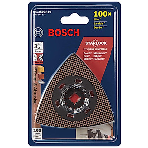 BOSCH OSL350CR10 1-Piece 3-1/2 In. Starlock Oscillating Multi Tool Grout & Abrasive Carbide 100 Grit Delta Sanding Pad for Sanding Applications in Wood, Wood with Paint and Thinset