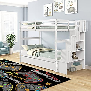 Gaming Room Carpet Rugs for Kids Teen Boys Bedroom, Gamer Room Decor Area Rug Carpet for Men Teenage, Non Slip Gamepad Gaming Chair Rug Mat for Playroom Wood Floor Living Room Desk Carpet, 59"*39"