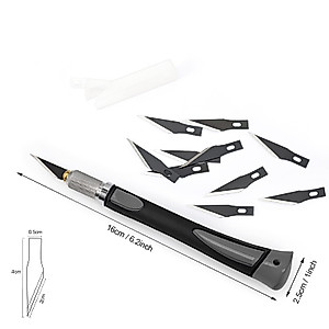 EHDIS Precision Hobby Knife Set Utility Craft Knife Kit with 10PCS Blades for Art, Working-Stencil, Scoring, Scrapbooking, Architecture Modeling, Crafting, Precision Knife-Grey