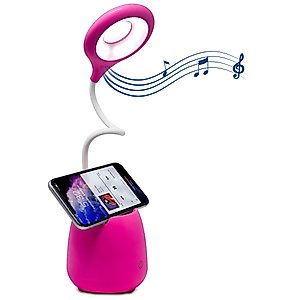 Aduro U-Light Aduro U-Light Desk Lamp Table Light with Wireless Speaker & Phone Stand Desk Organizer, Flexible Gooseneck Table Lamp - Perfect for Home Office Pink