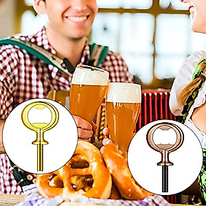 Metal Bottle Opener Blank Stainless Steel Flat Bottle Opener Inserts Kit Threaded Beer Opener Hardware for Valentine's Day Wedding Wine Party Wood Turning DIY Handmade Project Craft (5 Pieces)