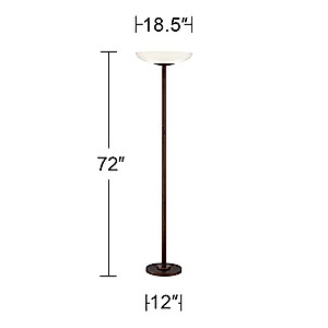 Possini Euro Design Meridian Light Blaster Modern Torchiere Floor Lamp 72" Tall Oiled Rubbed Bronze Frosted Glass Shade CFL Bulbs for Living Room Reading House Bedroom Home Office