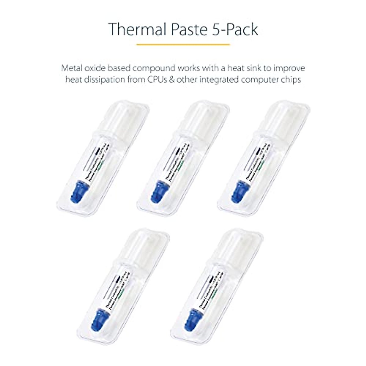 StarTech.com Thermal Paste, Metal Oxide Compound, Pack of 5 Re-sealable Syringes (1.5g / each), CPU/GPU Thermal Grease Paste (SILV5-THERMAL-PASTE)
