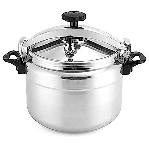 BreeRainz Clamp On Pressure Cooker, 19 Quart Aluminum Pressure Cooker w/Ultra Safe Clamp Bar Locking System, 2 Valves for Stable Pressure Cooking, for Family or Commercial Use