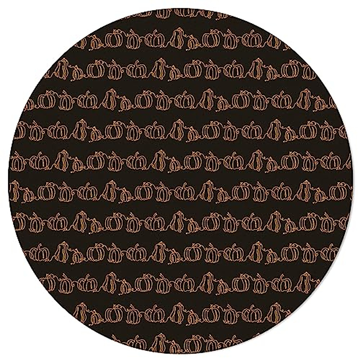 Black Gold Pumpkins Round Area Rug 4ft,Washable Outdoor Indoor Carpet Runner Rug for Bedroom,Kitchen,Living Room,Office,Area+Rug Large Bath Door Desk Mat Thanksgiving Fall Harvest Autumn Festival