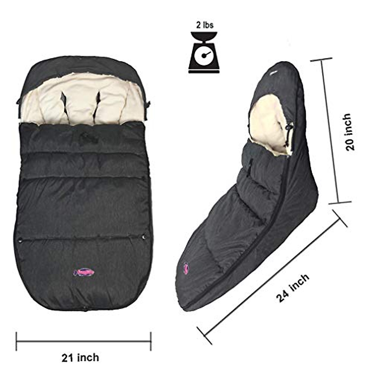 funlife Anti-Kick Waterproof High Performance Winter Stroller Footmuff Fits All Travel Gear,Front Piece Height Adjustable and Removable