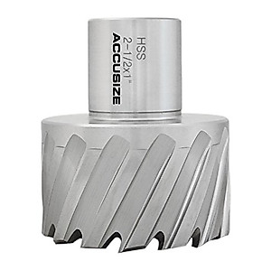 Accusize Industrial Tools H.S.S. Annular Cutter 2-1/2'' by 1'' Cutting Depth in Strong Box with 1 Pc Pilot Pin 5/16'' by 4'', 2080-2045Pin