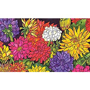 Toland Home Garden 800031 Dizzy Dahlias Spring Door Mat 18x30 Inch Flower Outdoor Doormat for Entryway Indoor Entrance