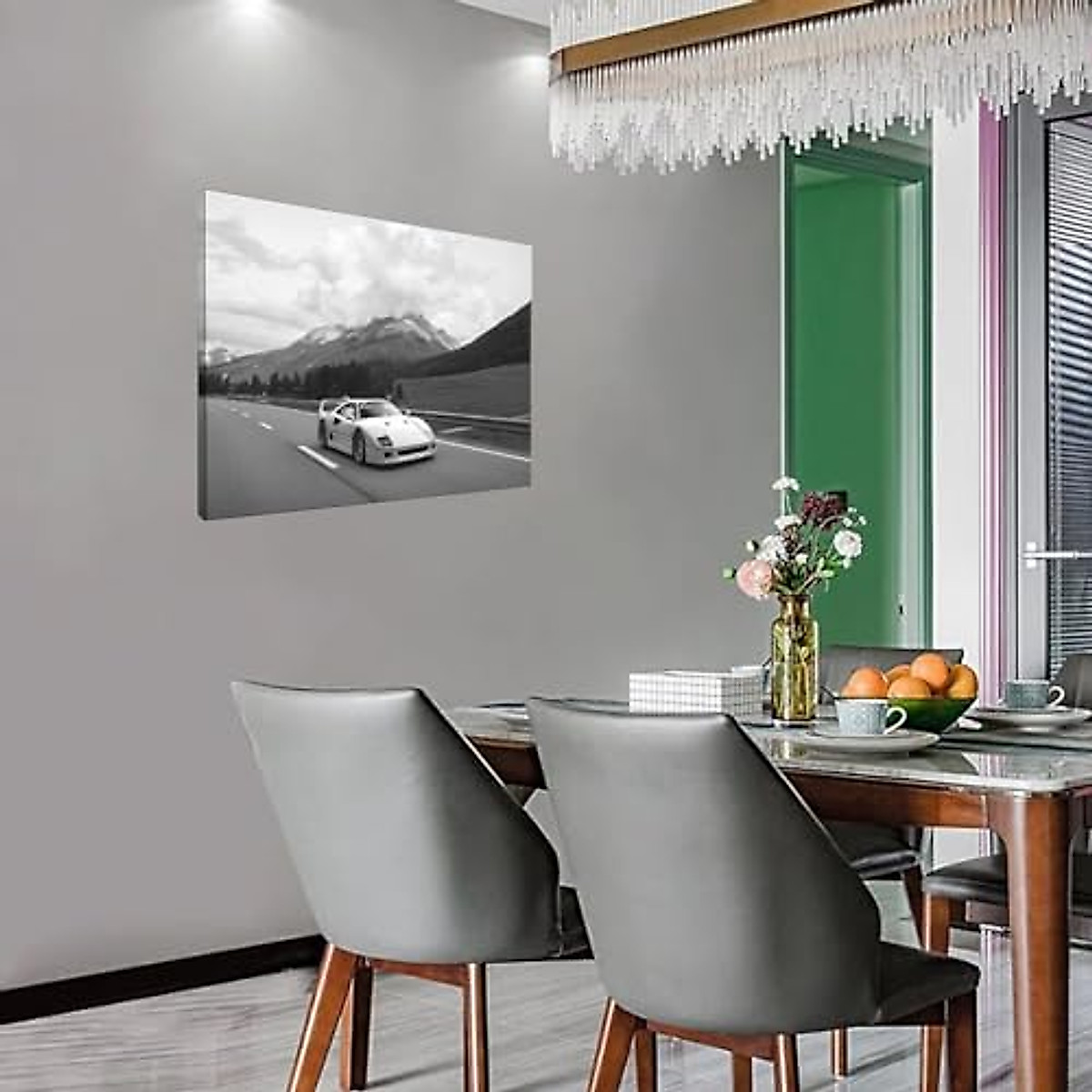 Car Poster Ferrari F40 Supercar Posters Racing Car Canvas Wall Art For Boy's Bedroom SuperCar Wall Decor Frame-style 18x12inch(45x30cm)