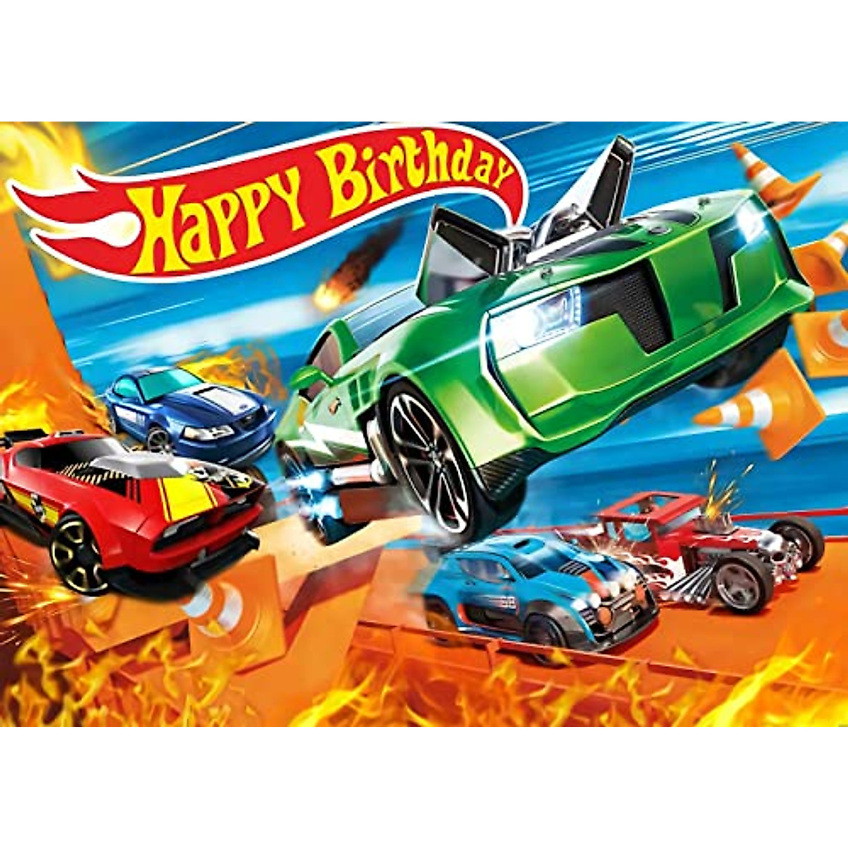 Paige Party Supplier Hot car Wheels Super Hero Themed Birthday Backdrop Boy 5*3ft White Spider Web Red Background for Cosplay Vinyl Photography Backdrop for Kids Picture Photoshoot (hot Cars)