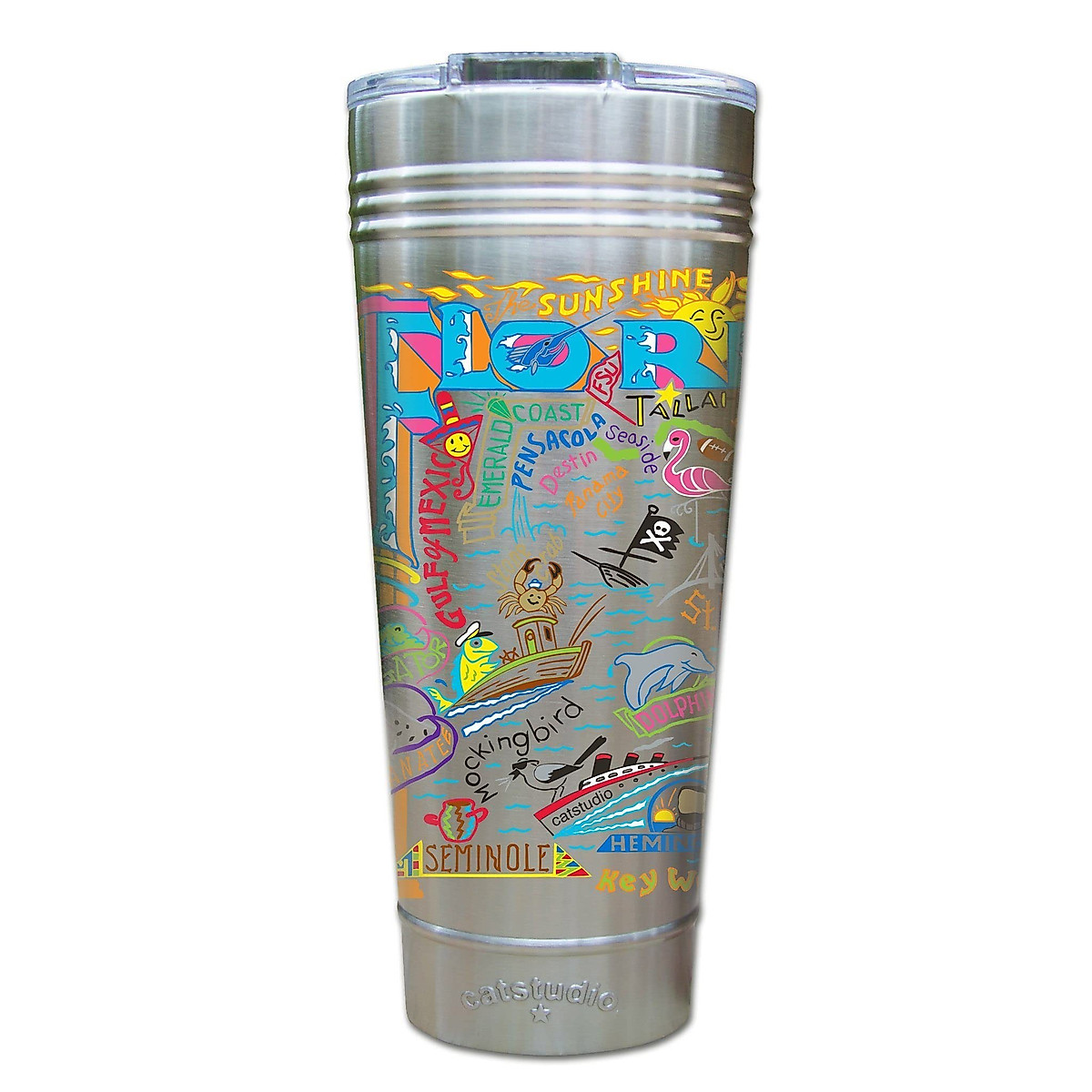 Catstudio Florida Thermal Tumbler | Triple Wall Insulation With Non Slip Bottom | Great Travel Cup for Water, Coffee, Tea, or Smoothies