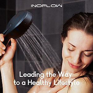 InoFlow High Pressure Filtered Shower head with Handheld 7 Modes, 5” High Flow Hand Held Hydro Rain Showerhead with 60" Stainless Steel Hose and Adjustable Bracket, Matt Black
