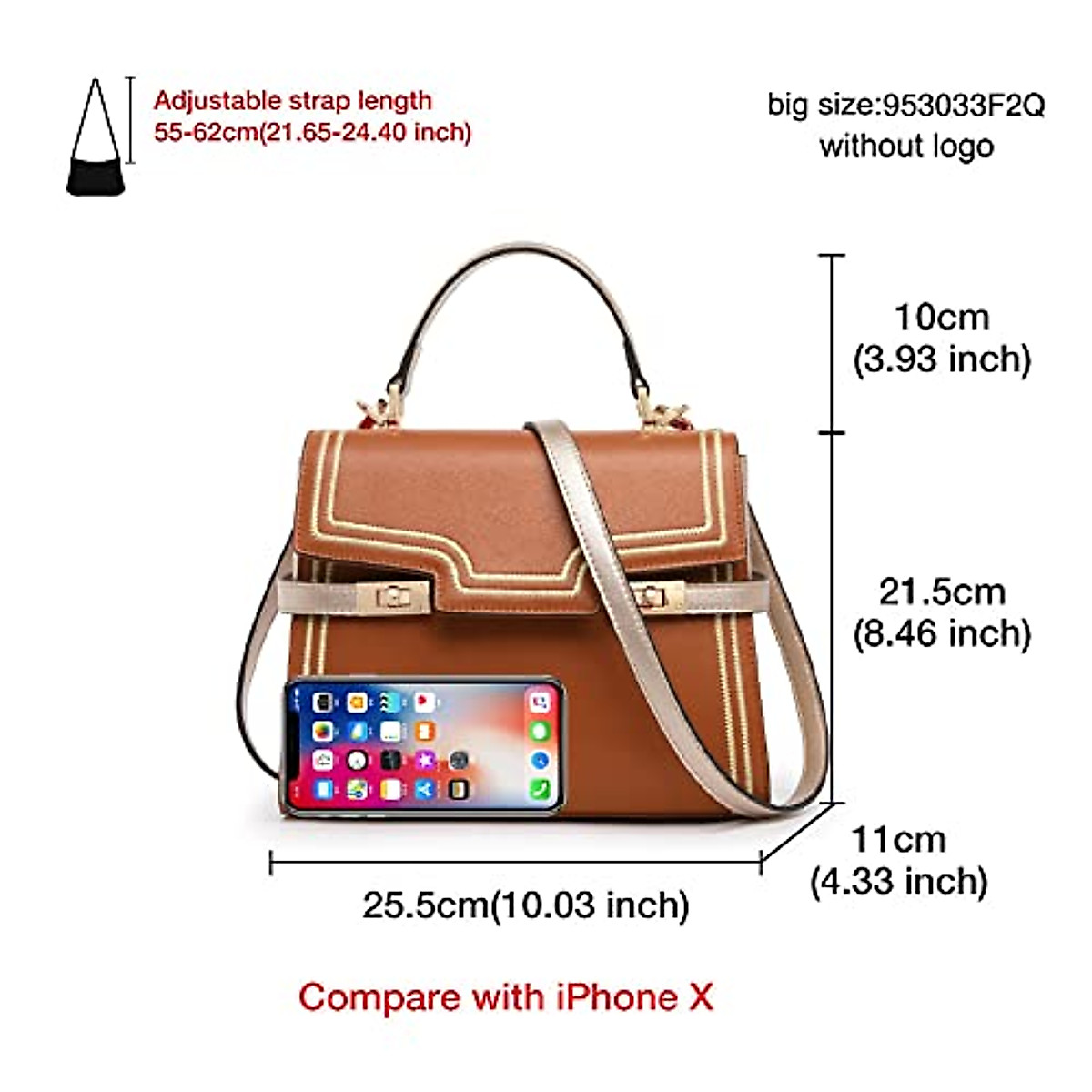 Leather Crossbody Handbags for Women, Cowhide Ladies Top Handle Bags with Adjustable Shoulder Strap (Brown)