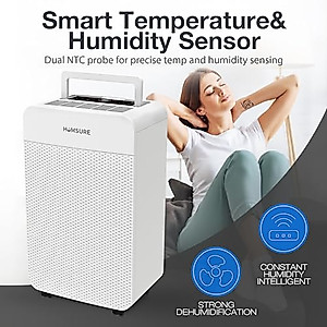 HUMSURE 4500 Sq. Ft 70 Pints Dehumidifier for Basement and Home, Bathroom, Bedroom, Equipped With Drainage Hose, Automatic Defrosting, 24-Hour Timer Function