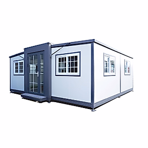 Jaxenor 19x20ft Portable Prefabricated Tiny Home, Mobile Expandable Plastic Prefab House for Hotel, Booth, Office, Guard House, Shop, Villa, Warehouse, Workshop