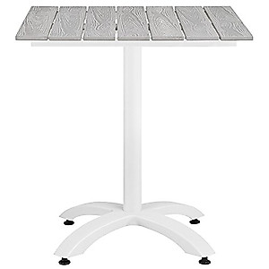 Modway Maine Aluminum Outdoor Patio 28" Dining Table in White Light Gray