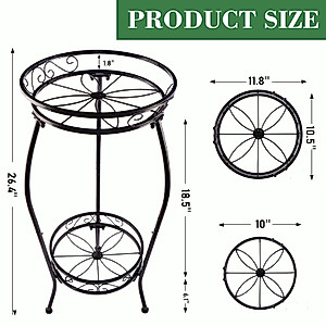 Kataslly 2 Pack 2 Tier Metal Plant Stands Indoor Outdoor, Tall Wrought Iron Flower Pot Shelf for Multiple Plants, Corner Plant Holder Rack for Patio Garden Kitchen Balcony Living Room