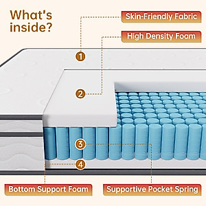 BLKMTY Mattress Full Size Mattress 10 Inch Mattress Innerspring Mattress with High Density Foam Mattress Bed-in-a-Box Twin Spring Mattress Pressure Relief for Adults, CertiPUR-US Certified