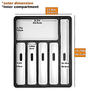 Conflech Black Plastic 6 slots silverware organizer