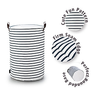 Caroeas 18.0-Inches Thicken Laundry Basket, Waterproof Large Laundry Basket Drawstring Closure, Collapsible Laundry Basket Soft Leather Handles, Laundry Hamper Easy Storage, Clothes Hamper