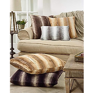 Fennco Styles Wilma Collection Country Faux Rabbit Fur Palette 28 x 28 Inch Throw Pillow Cover – Black Euro Pillow Case for Couch, Bedroom and Living Room Décor