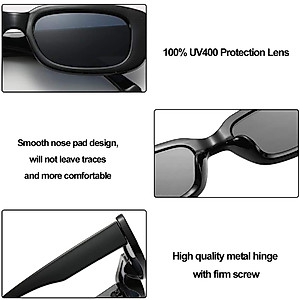 Dollger Trendy Rectangle Sunglasses For Women Men Trendy Vintage Rectangular y2k white Shades sunglasses Black+ white