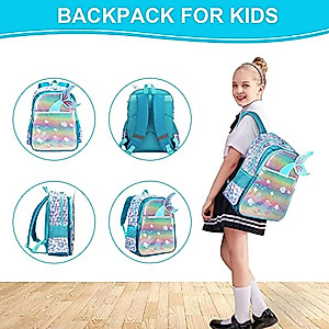 YOOVERSE Kids Backpack, Cute Mermaid Backpack for Girls, 16" Light Weight Waterproof School Backpack with Laptop Compartment (Backpack (one piece))