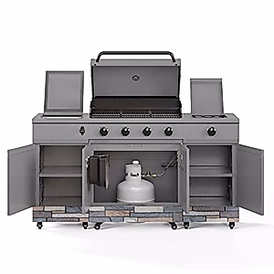 Fresno Series Gunmetal Gray + Graphite Stacked Stone Island Grill