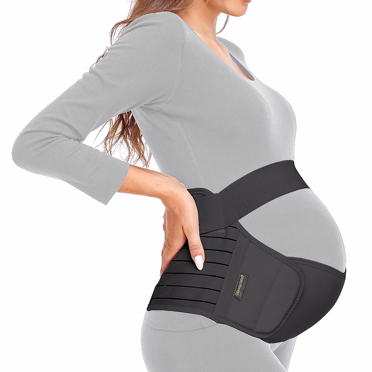 ChongErfei Pregnancy Belly Belly Bands 3 in 1 Pregnancy Support Belt for Pregnancy Back/Pelvic/Hip Pain, Pregnancy with Ab Support (XL:Fit Ab 46"-57.2", Black)