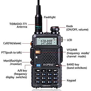 BaoFeng UV-5R 8 Watt Ham Radio BaoFeng Radio with Extra 1800mAh Battery and TIDRADIO 771 Antenna Dual Band Ham Radio Handheld Includes Full Kit BaoFeng Walkie Talkie