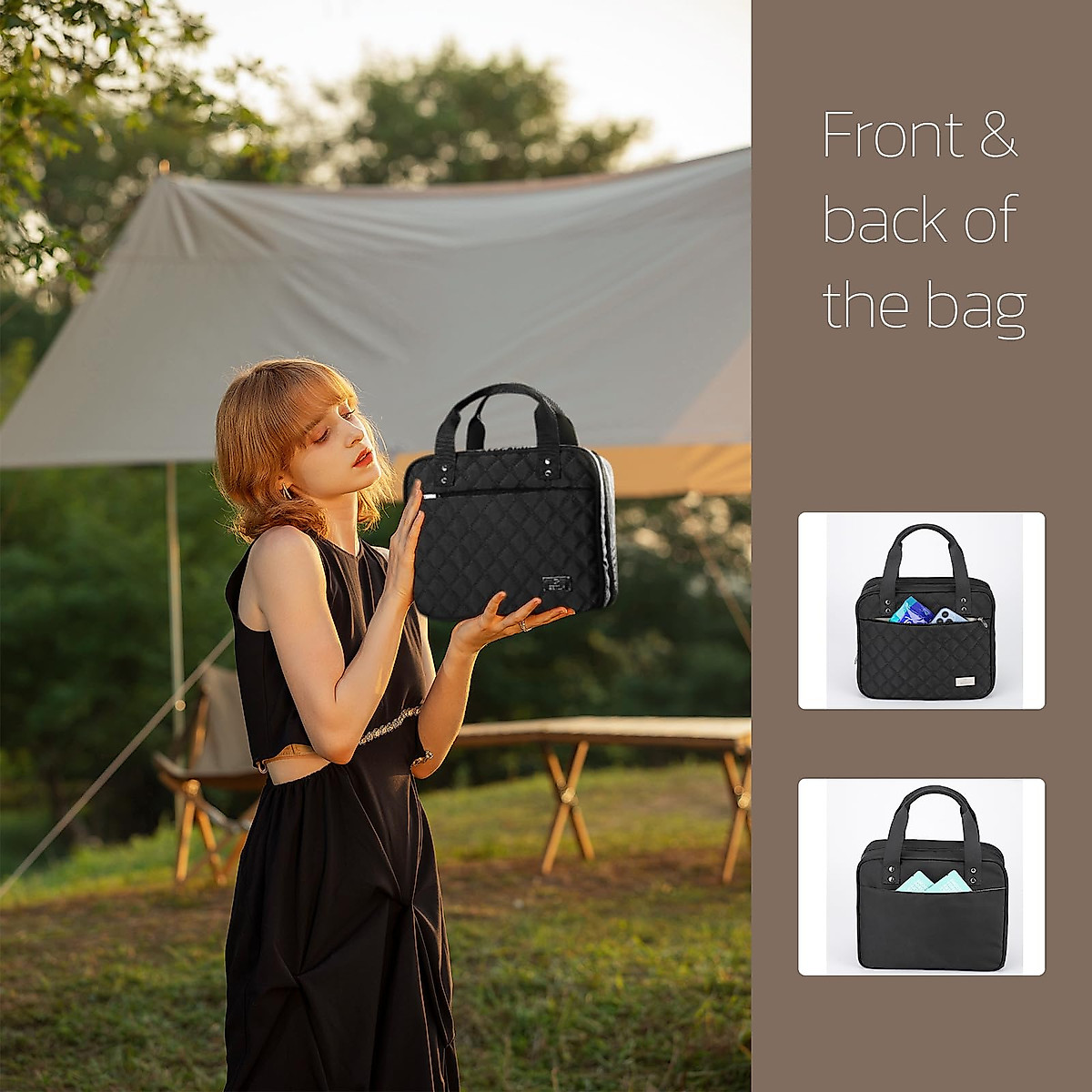 Estour Travel Toiletry Bag for Women, Makeup Bag Organizer with Detachable Mirror and Transparent Cosmetic Bag, Suitable for Travel Size Toiletries, Gifts for Women (Classic Black)