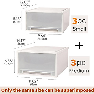 Yishyfier Stackable Plastic Storage Drawer Organizer with Clear Doors for Pantry,Bedroom,Closet,Desk,Home and Office De-Clutter,Store Under-Sink,Shoes and Crafts,Hallway,Entryway,Under Bed (3M+3S)