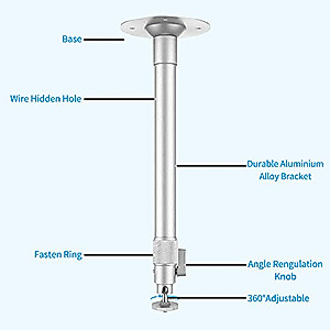 Tuimen Projector Mount, Projector Mount Drop Ceiling Extandable Length 11.8" - 18.89", Universal Projector Mount with Adjustable Projection Angle for DLP Projectors