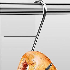 YMXDYM 10 Inch Meat Hooks for Butcher,Heavy Duty Stainless Steel Meat Hooks for Hanging Beef, for Smoker Hot and Cold Smoking,Bacon Hams Duck Turkey, Chicken Hunting Smoking Ribs 6 Pack
