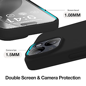 GONEZ for iPhone 14 Case Silicone, with 2X Screen Protector + 2X Camera Lens Protector, [Soft Anti-Scratch Microfiber Lining], Liquid Silicone Shockproof Protective Phone Cover 6.1", Black