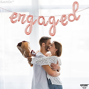 KatchOn, Rose Gold Engaged Balloons - 10 Feet, 16 Inch | Engagement Balloons for Engagement Party Decorations | Engagement Decorations | Bachelorette Party Decorations | Bridal Shower Decorations