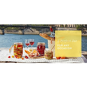 Le Parfait Super Jar, Canning Jars, 1L French Glass Canning Jar w/Round Body, Glass Jars With Airtight Lid, Canning Jars Wide Mouth, Glass Jar With Lid, Clear Jars, Clear Glass Jars (32oz/Quart, 4 pk)