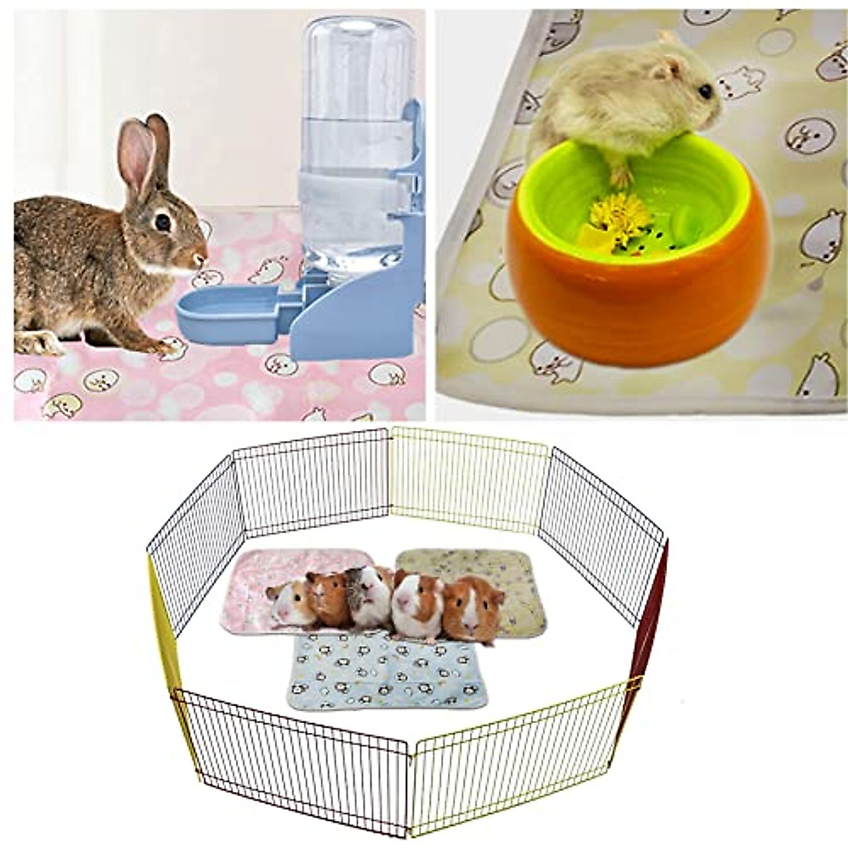 JSLZF Guinea Pig Cage Liner 18”x14”, 3PCS Guinea Pig Pads Washable, Absorbent Waterproof Rat Cage Liner for Chinchillas, Bunnies